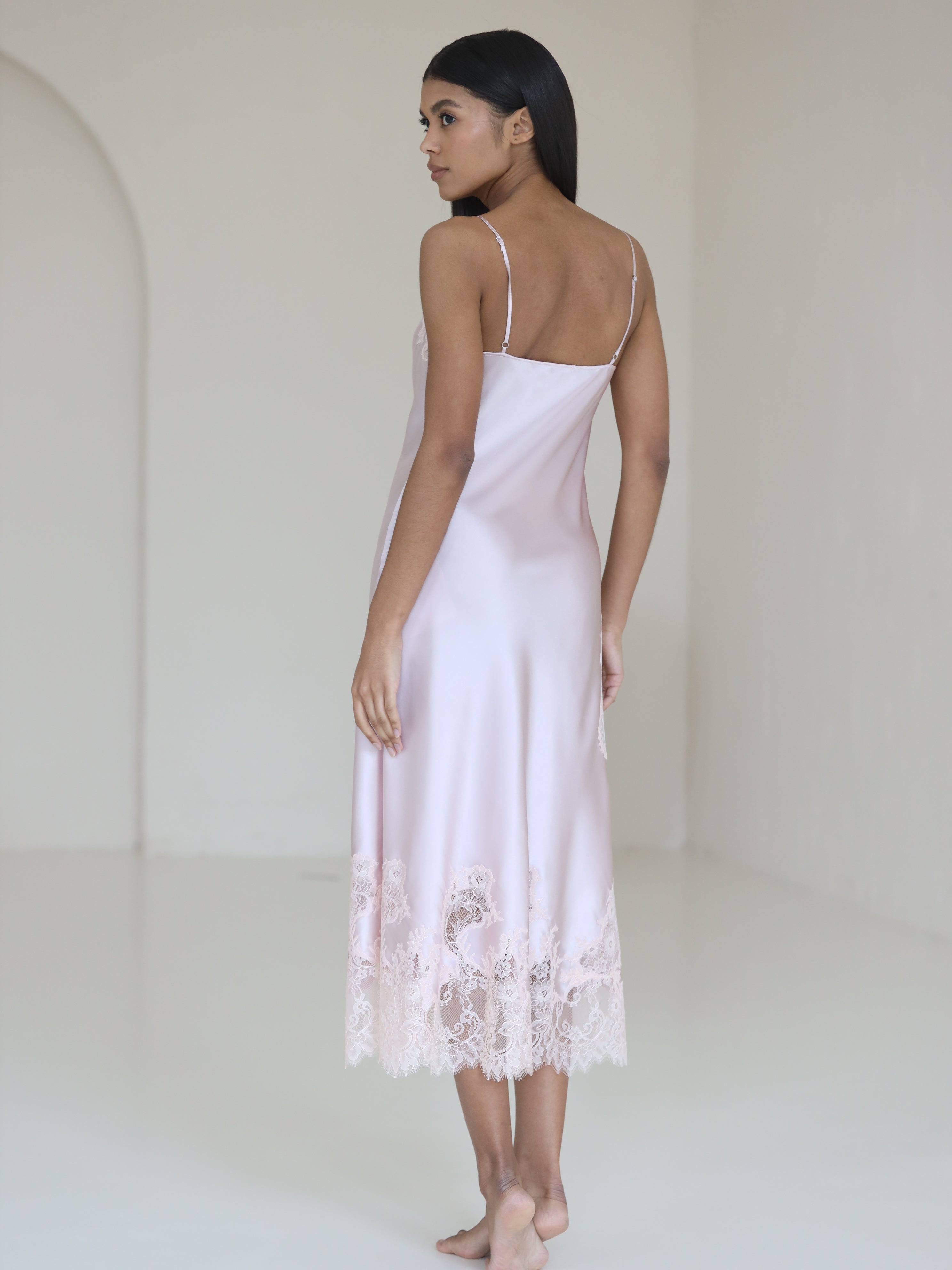 Maddie Silk Midi Nightdress Rose | Luxury Sleepwear by Suavite ...